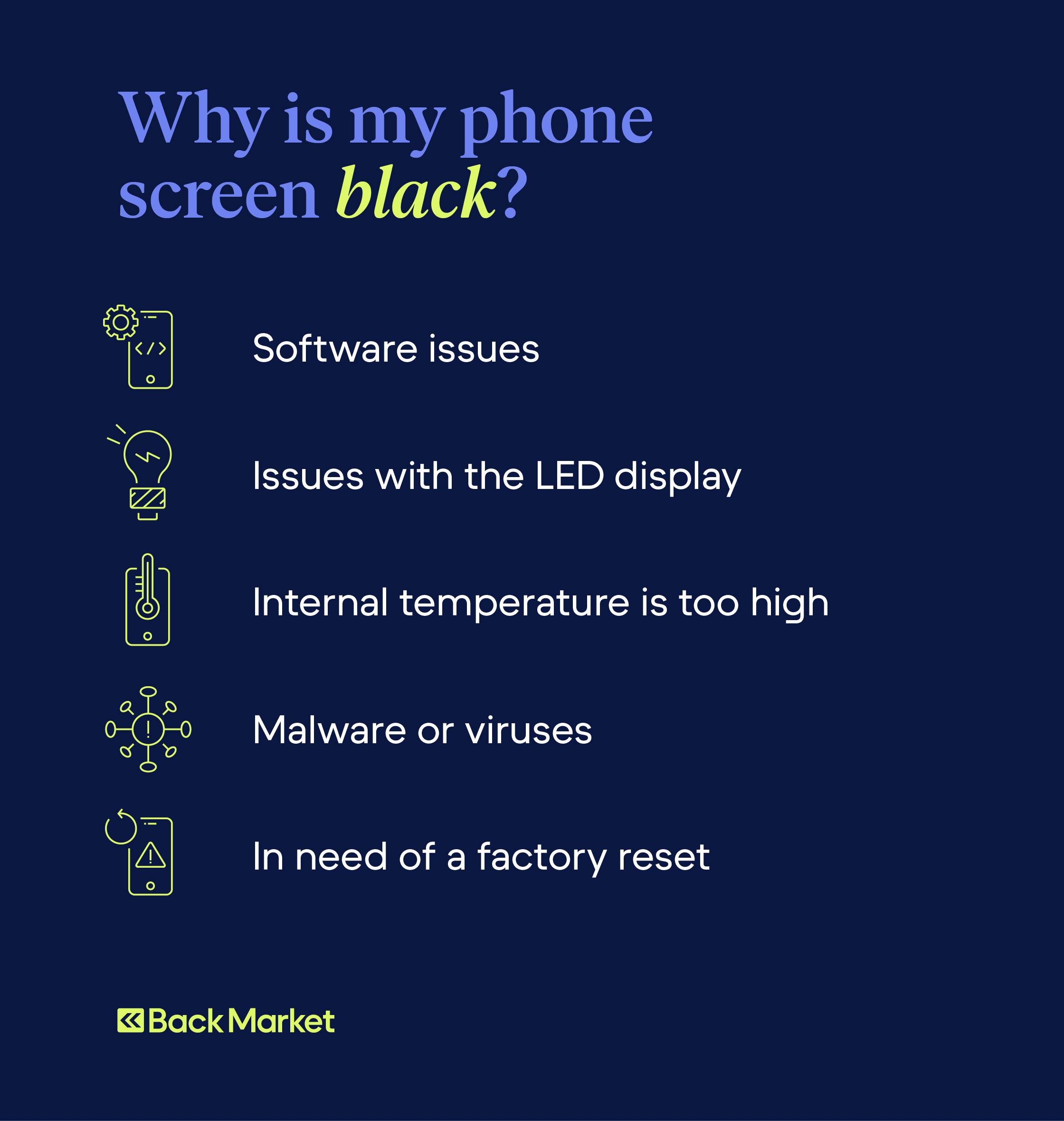 Why is my phone screen black? Causes and quick fixes | Back Market